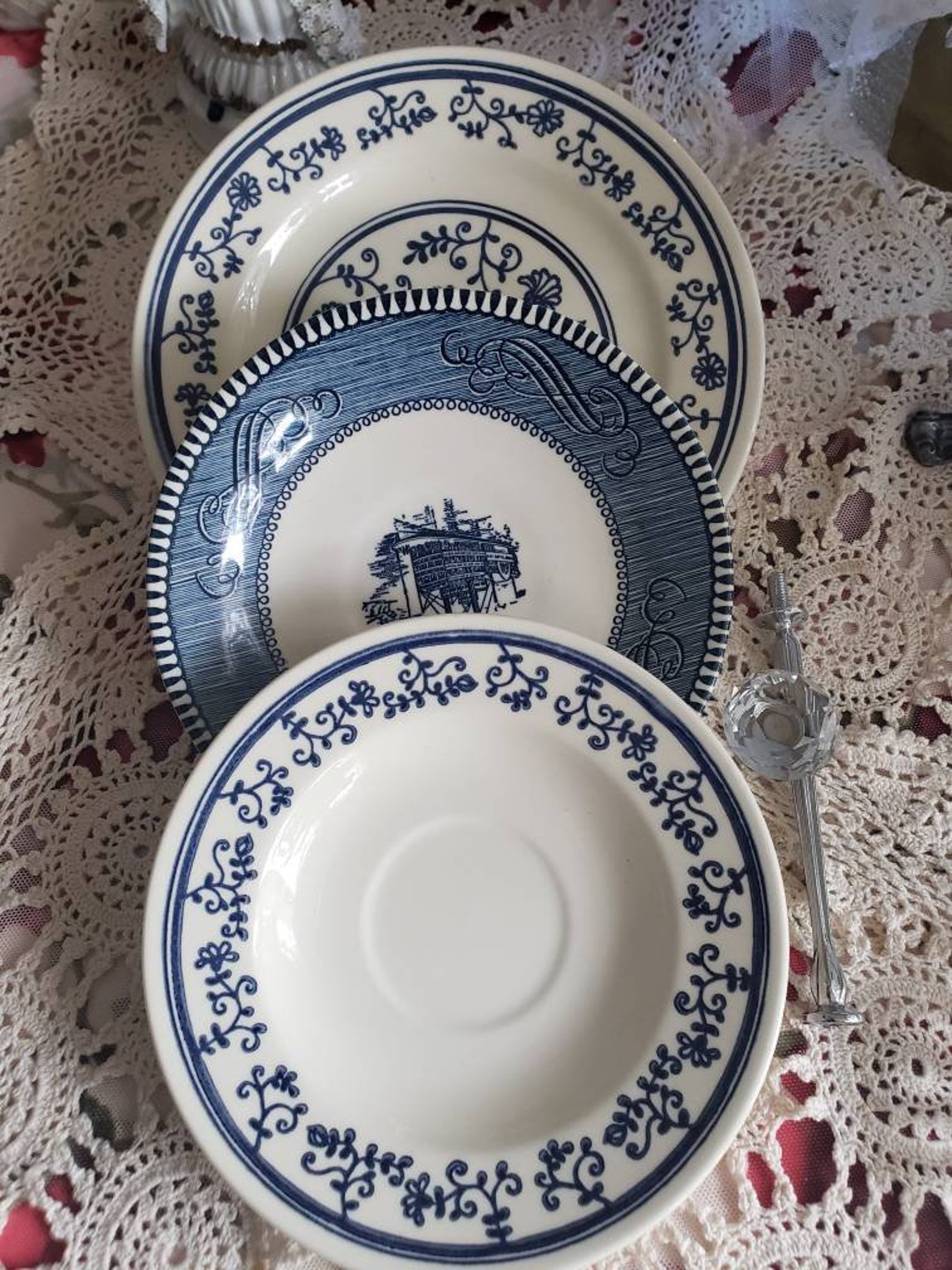 Petite Tidbit Stand in Blue White Vintage China for Teatime ...