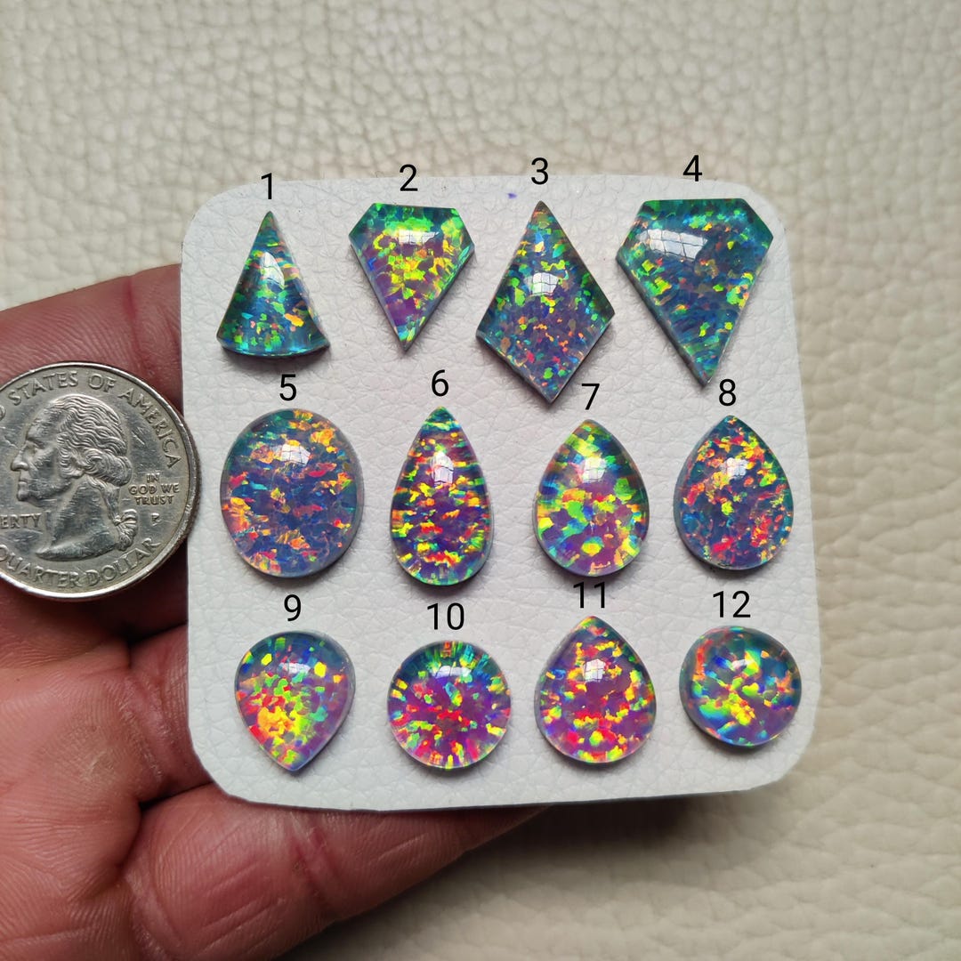 Rainbow Bello Opal With Crystal Quartz Doublets Cabochons Fine Polished ...