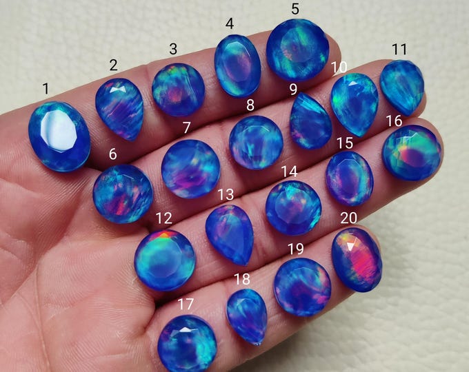 Amazing Rainbow Blue Flashy Aurora Opal With Crystal Quartz Doublets ...