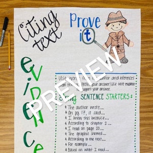 Citing Text Evidence Anchor Chart - Etsy