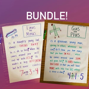 Bundle! Gus the Plus & Linus the Minus Anchor Charts - Etsy