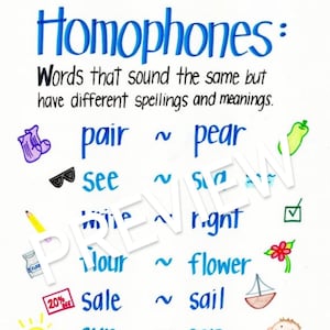 Homophones Anchor Chart - Etsy