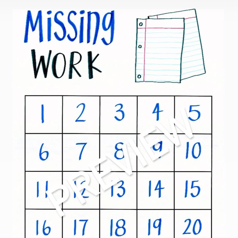 Missing Work Chart - Etsy