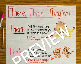There Their They're Anchor Chart Instant Digital Download, Coloring ...