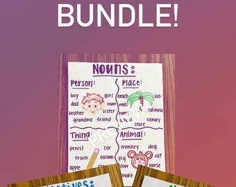 Nouns, Verbs, and Adjectives Anchor Chart hard Good BUNDLE 2 ...