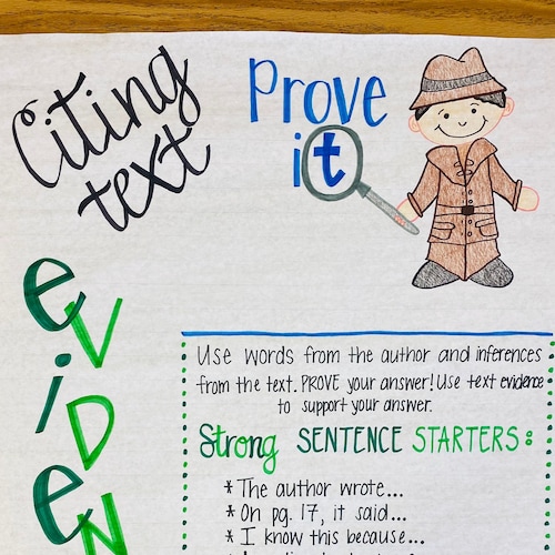 Citing Text Evidence Anchor Chart - Etsy