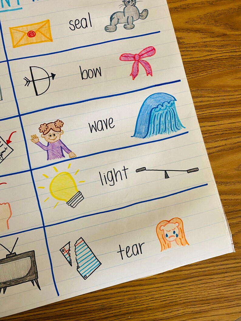 Homographs Anchor Chart - Etsy