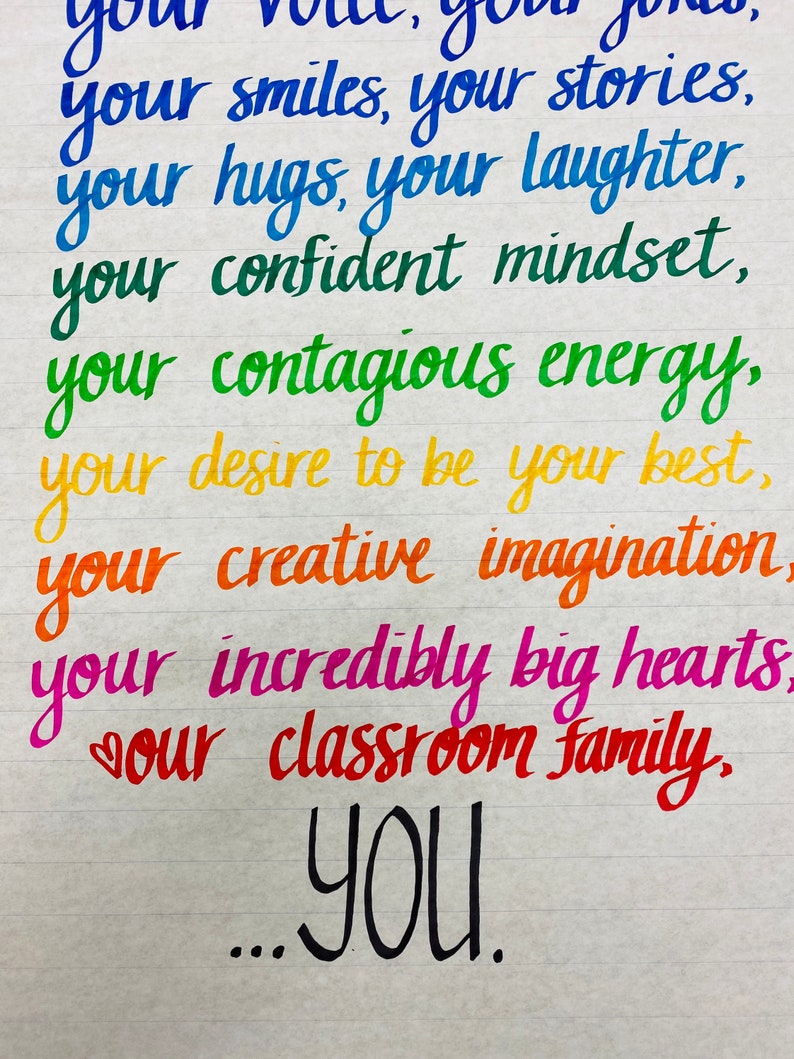 End of Year Teacher to Students Anchor Chart - Etsy