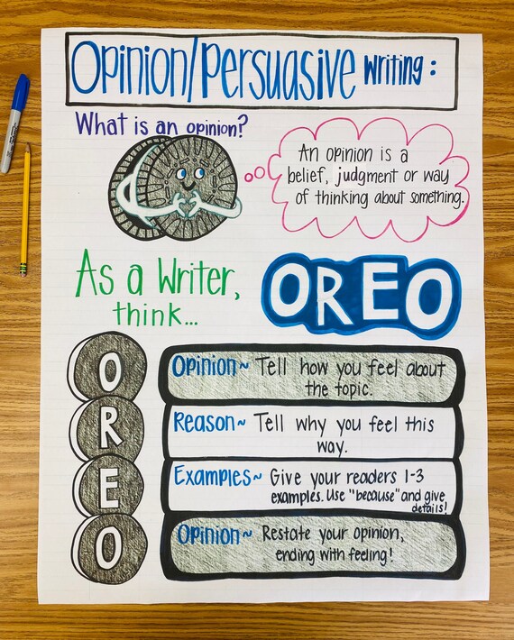 Opinion persuasive Oreo Writing Anchor Chart Etsy Canada