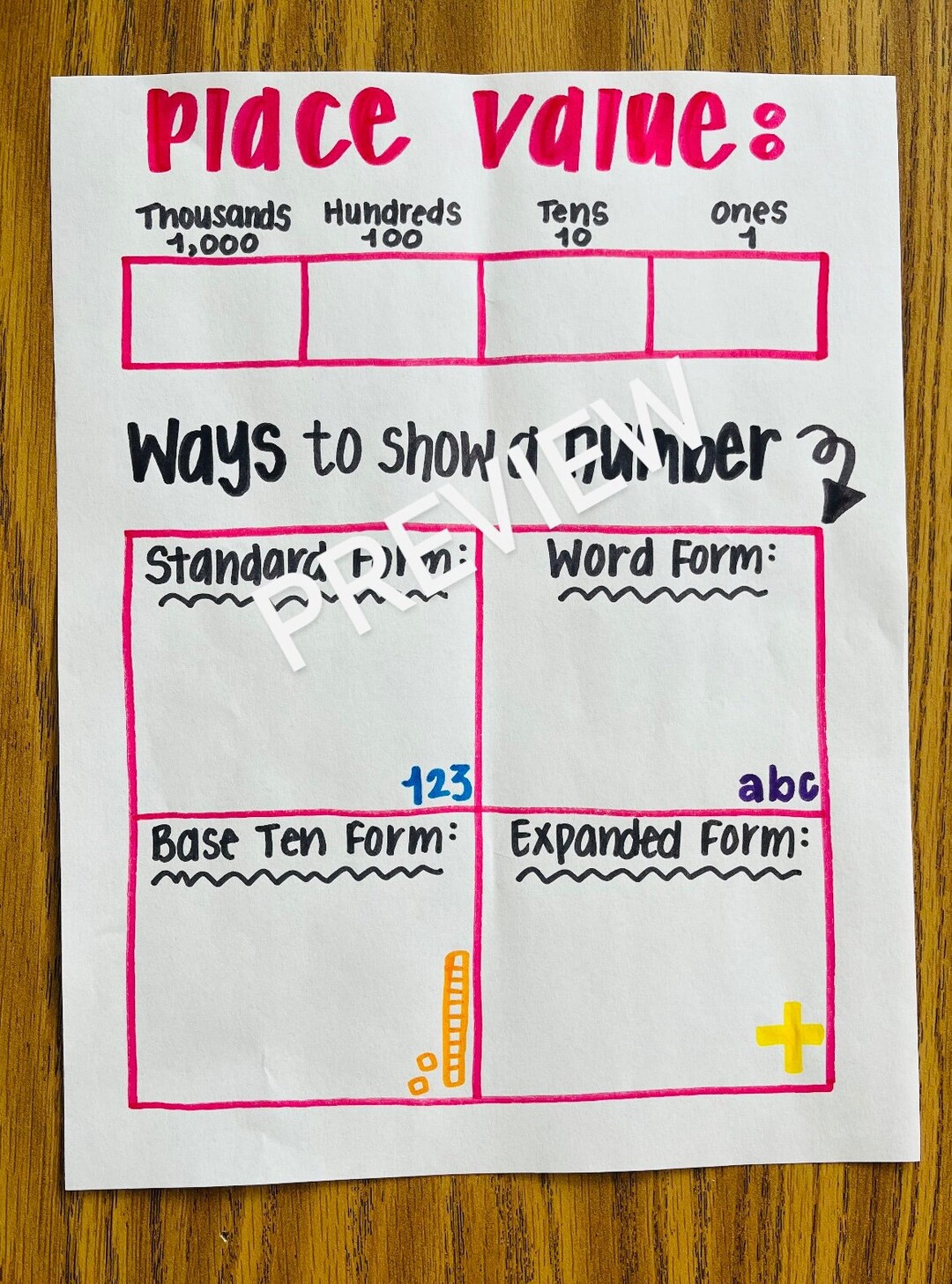 Plave Value Blank Anchor Chart - Etsy