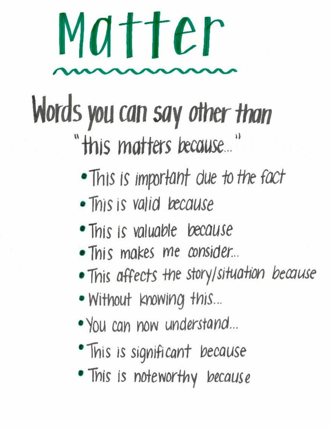 Matter Anchor Chart - Etsy