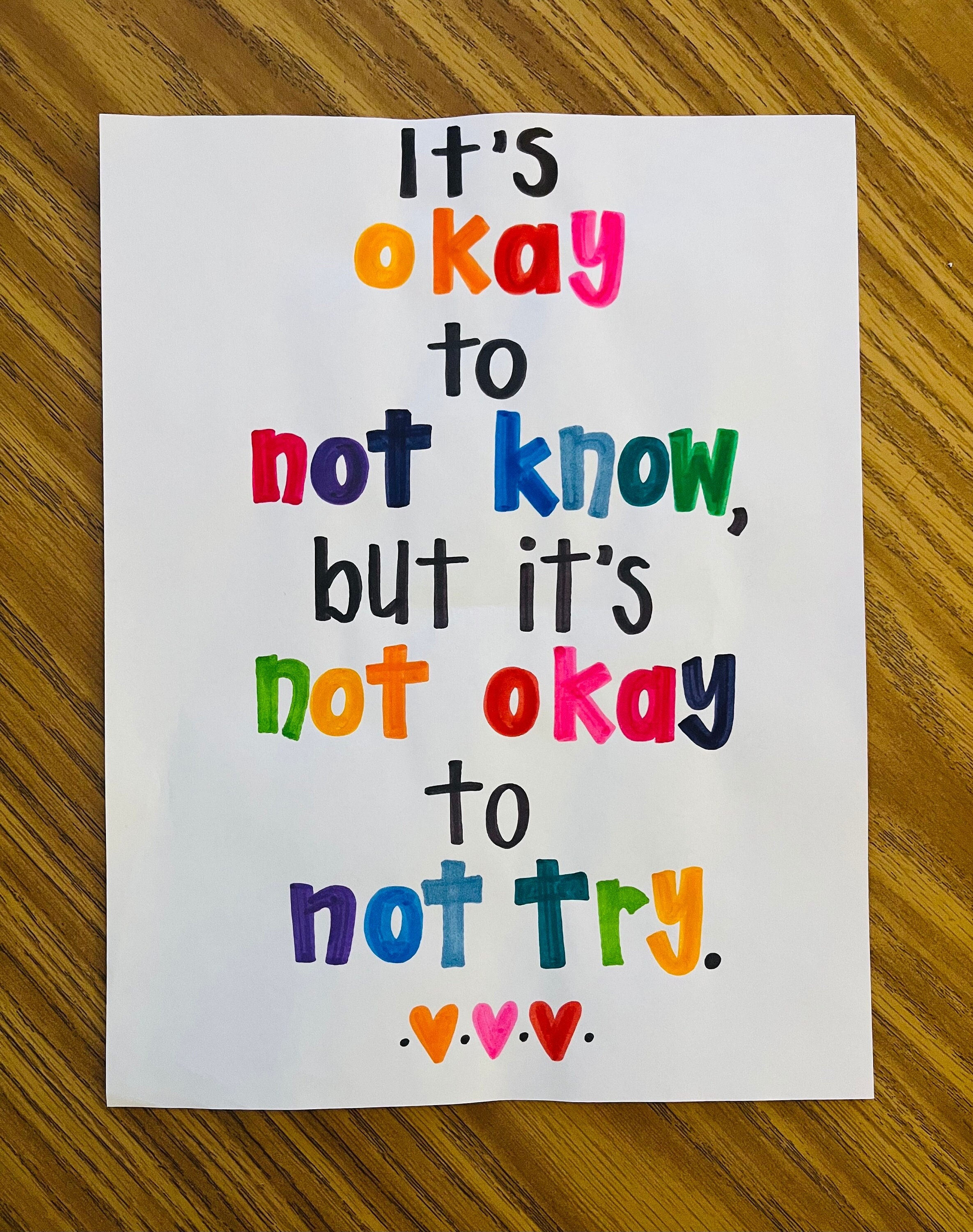 Classroom Quote to Always Try Anchor Chart - Etsy