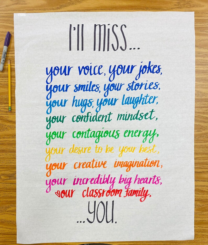 End of Year Teacher to Students Anchor Chart | Etsy