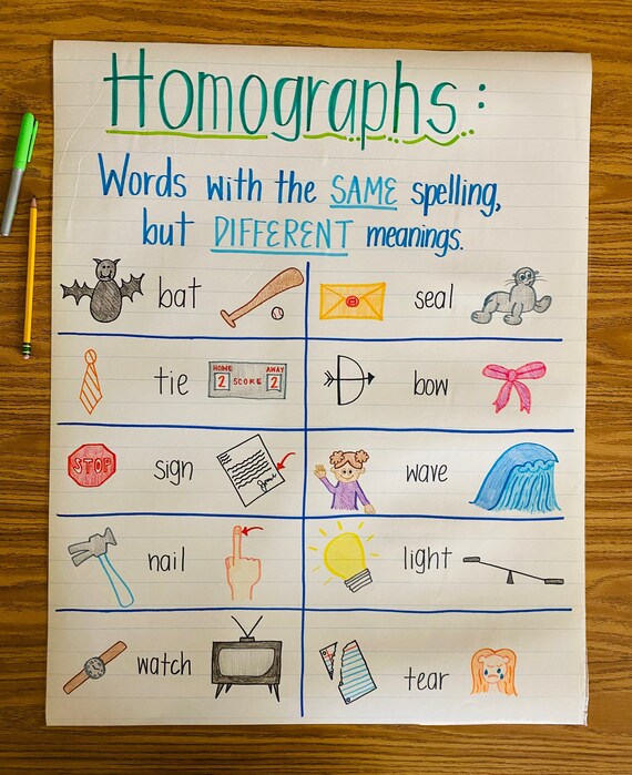 Homographs Anchor Chart - Etsy