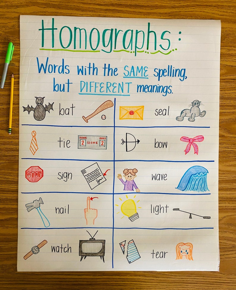 Homographs Anchor Chart - Etsy