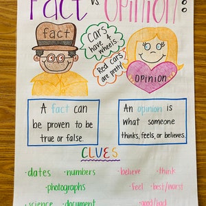 Fact Vs. Opinion Anchor Chart - Etsy