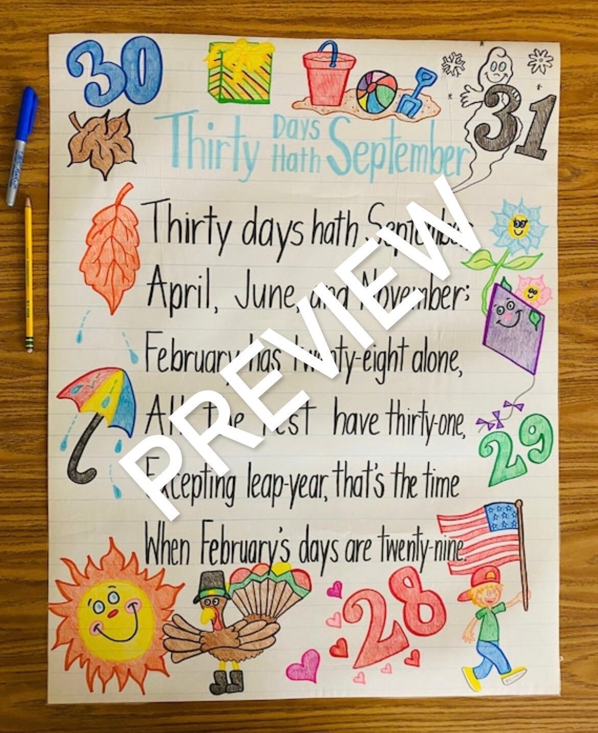 Months of the Year Anchor Chart - Etsy