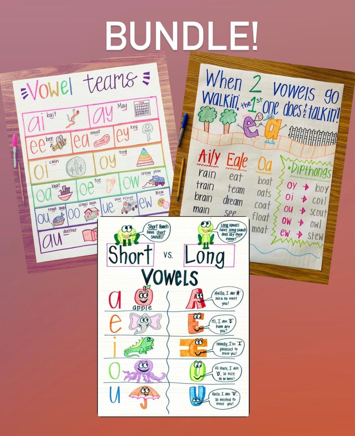 Bundle Vowel Anchor Charts - Etsy