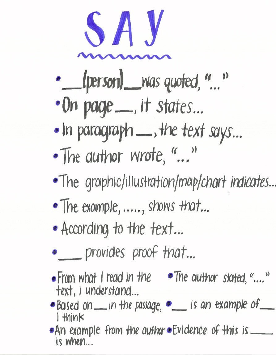 Say Anchor Chart - Etsy