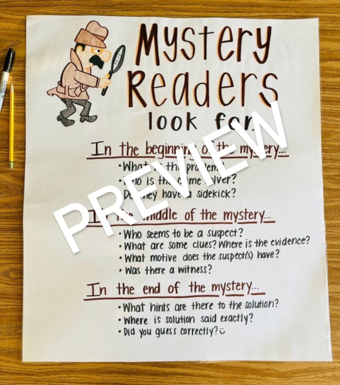 Mystery Reading Anchor Charts - Etsy