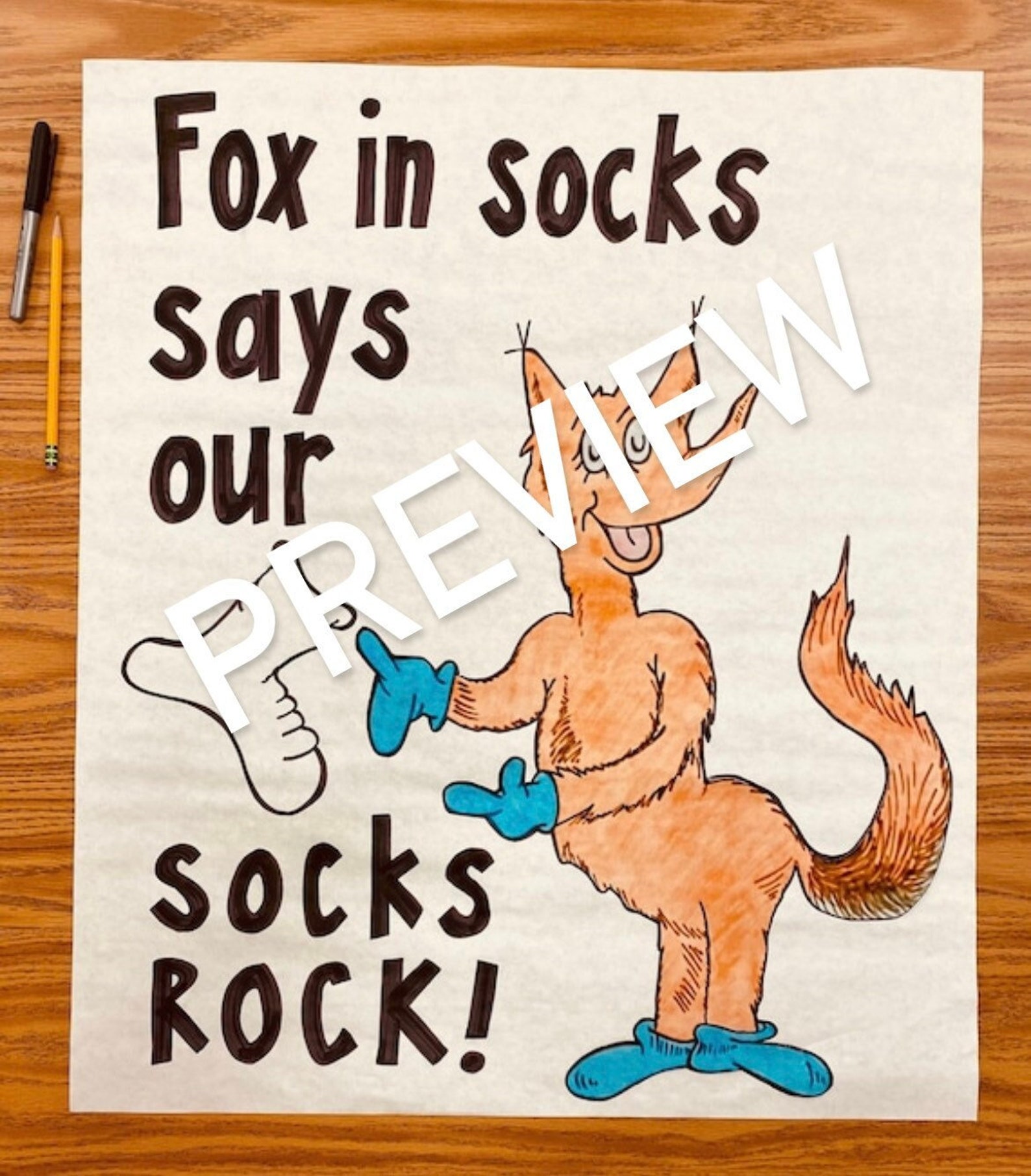 Fox in Socks Classroom Poster/door Decor - Etsy