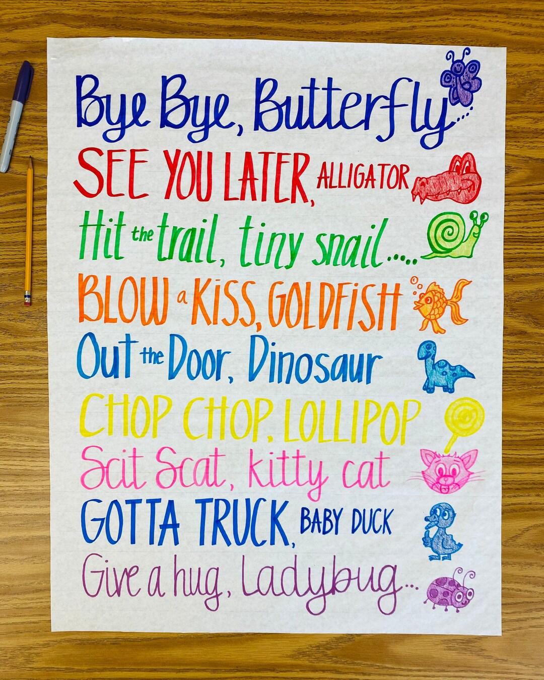 Goodbye Anchor Chart - Etsy