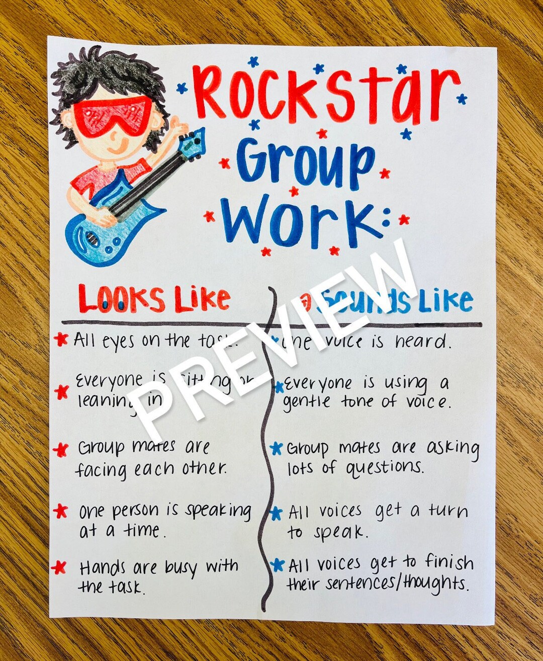Rockstar Group Work Anchor Chart - Etsy