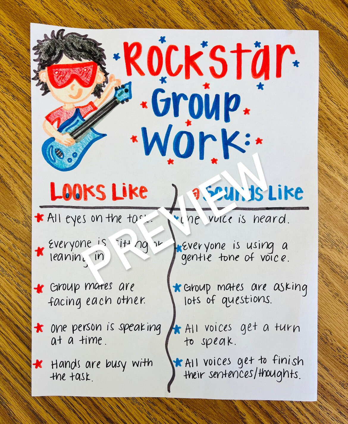 Rockstar Group Work Anchor Chart - Etsy