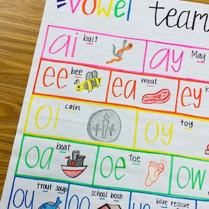 Vowel Team Examples Anchor Chart - Etsy