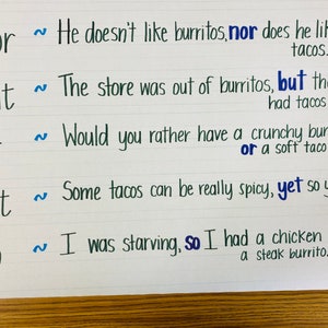 Coordinating Conjunctions Anchor Chart - Etsy