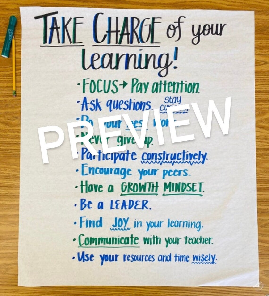 Take Charge of Your Learning Anchor Chart - Etsy