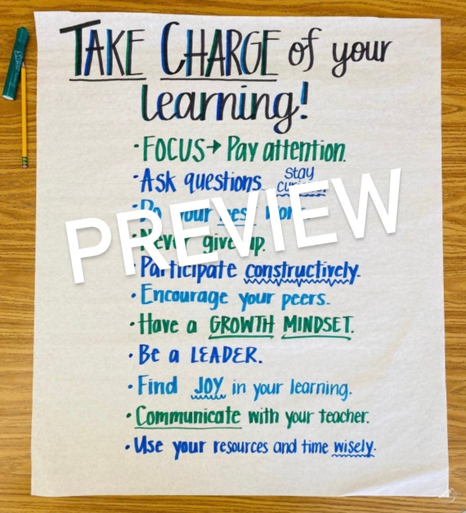 Take Charge of Your Learning Anchor Chart - Etsy