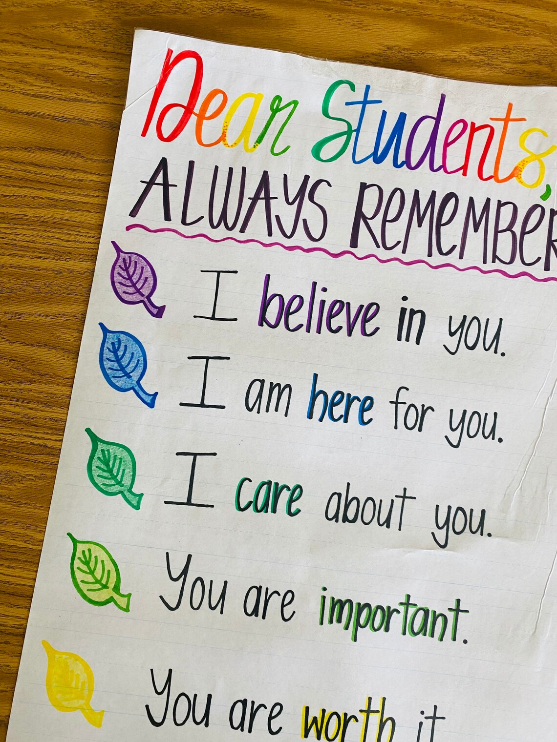 Dear Students Anchor Chart - Etsy