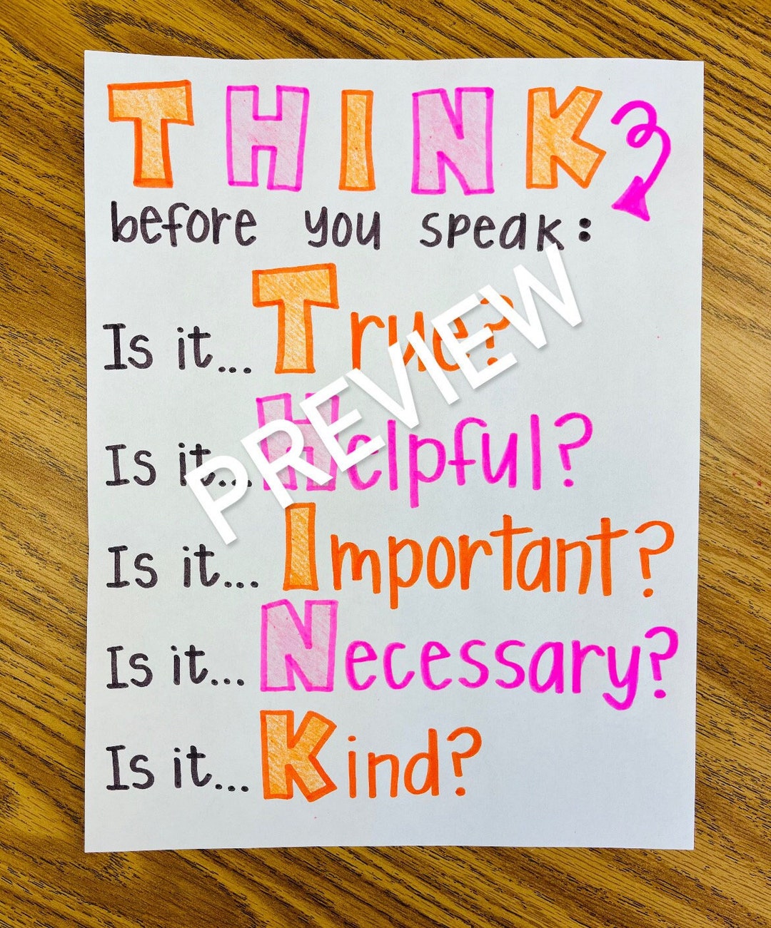Think Before You Speak Class Poster - Etsy