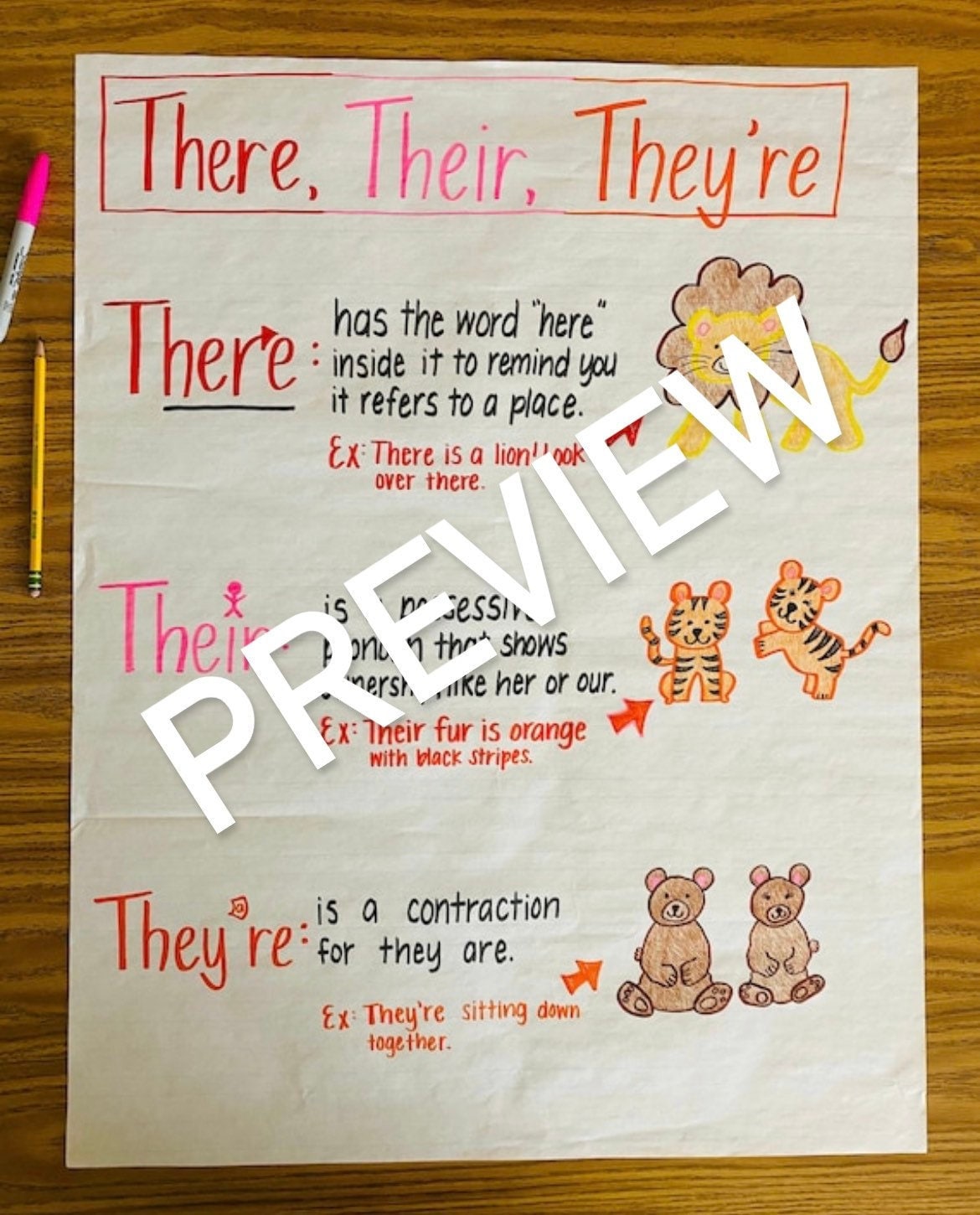 There, Their, They're Anchor Chart - Etsy