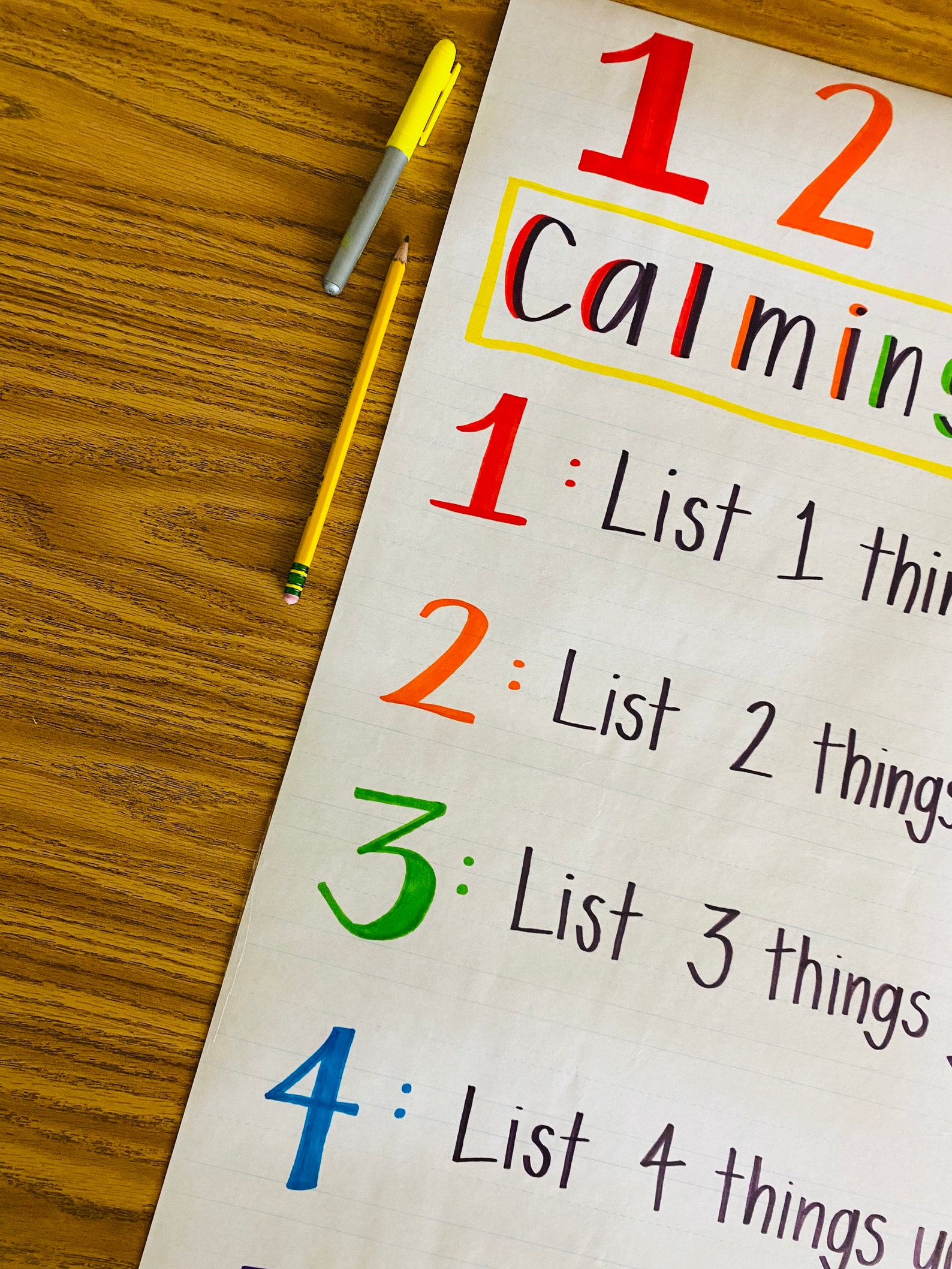 12345 Calming Method Anchor Chart - Etsy