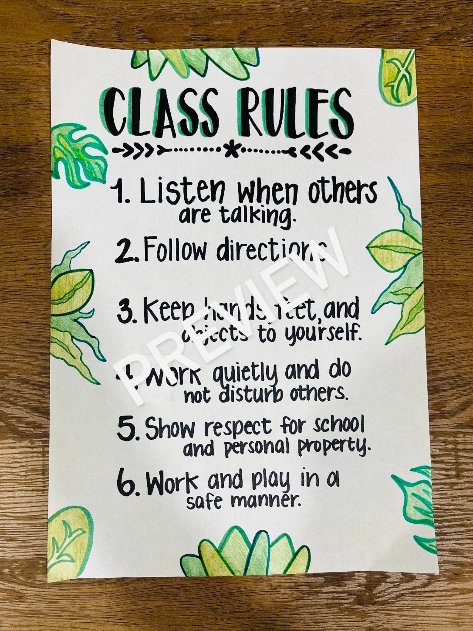 Class Rules Boho Poster - Etsy