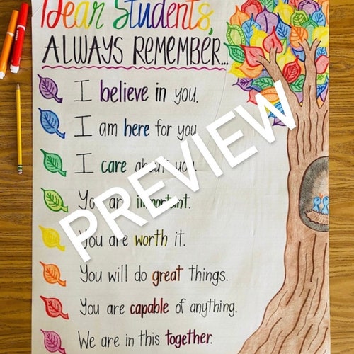 Dear Students Anchor Chart - Etsy