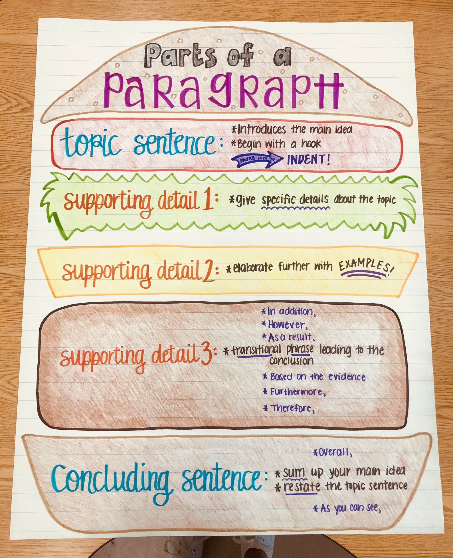 Parts Of A Paragraph Anchor Chart Etsy