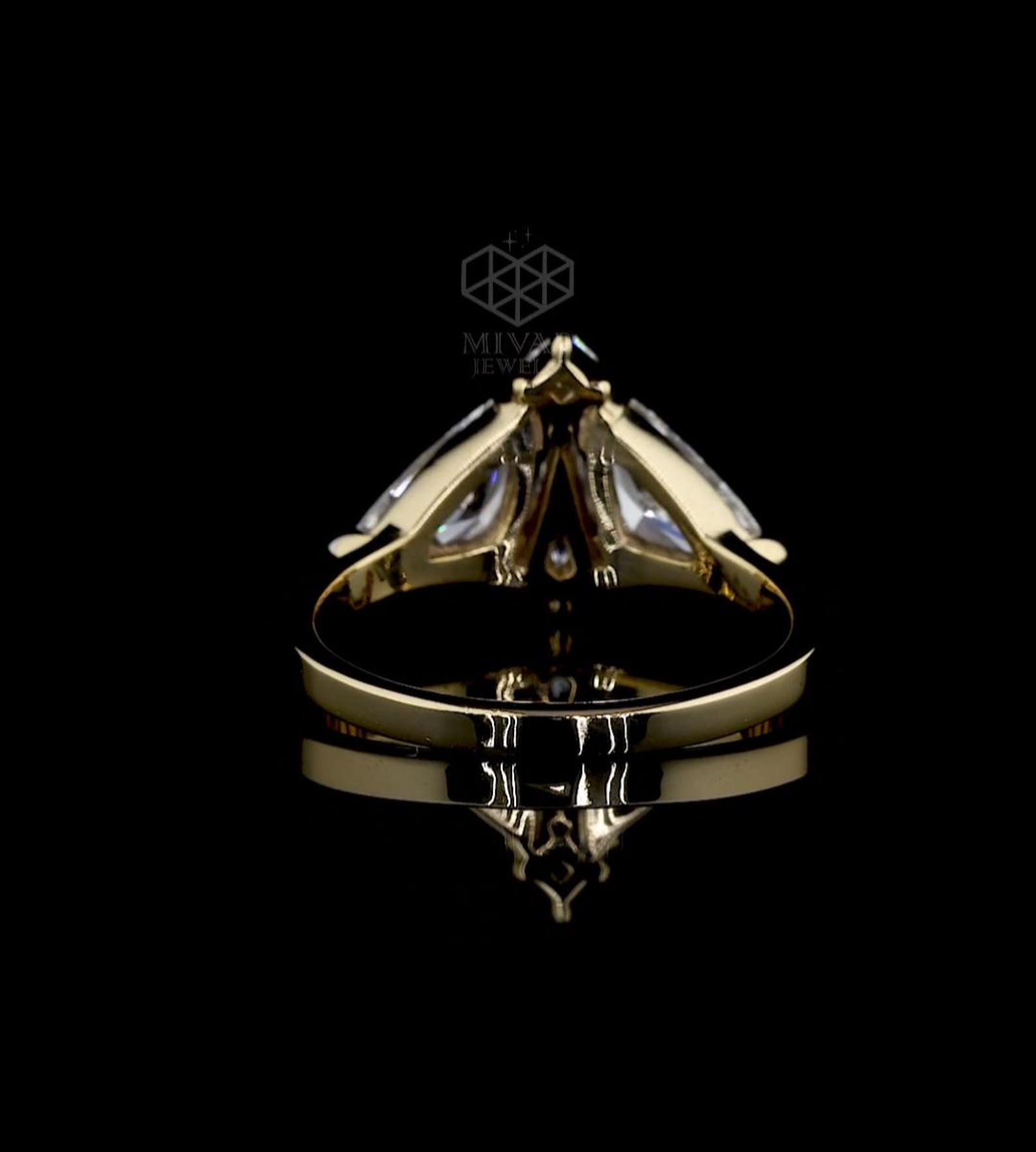 Gothic 14kt Gold Lab Diamond Engagement Ring, Nature Inspired Wedding ...