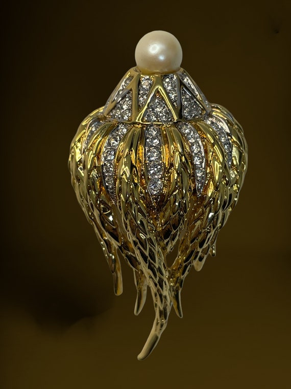 Vintage D’orlan Two Hearts Sparkly Rhinestones Brooch - Gem