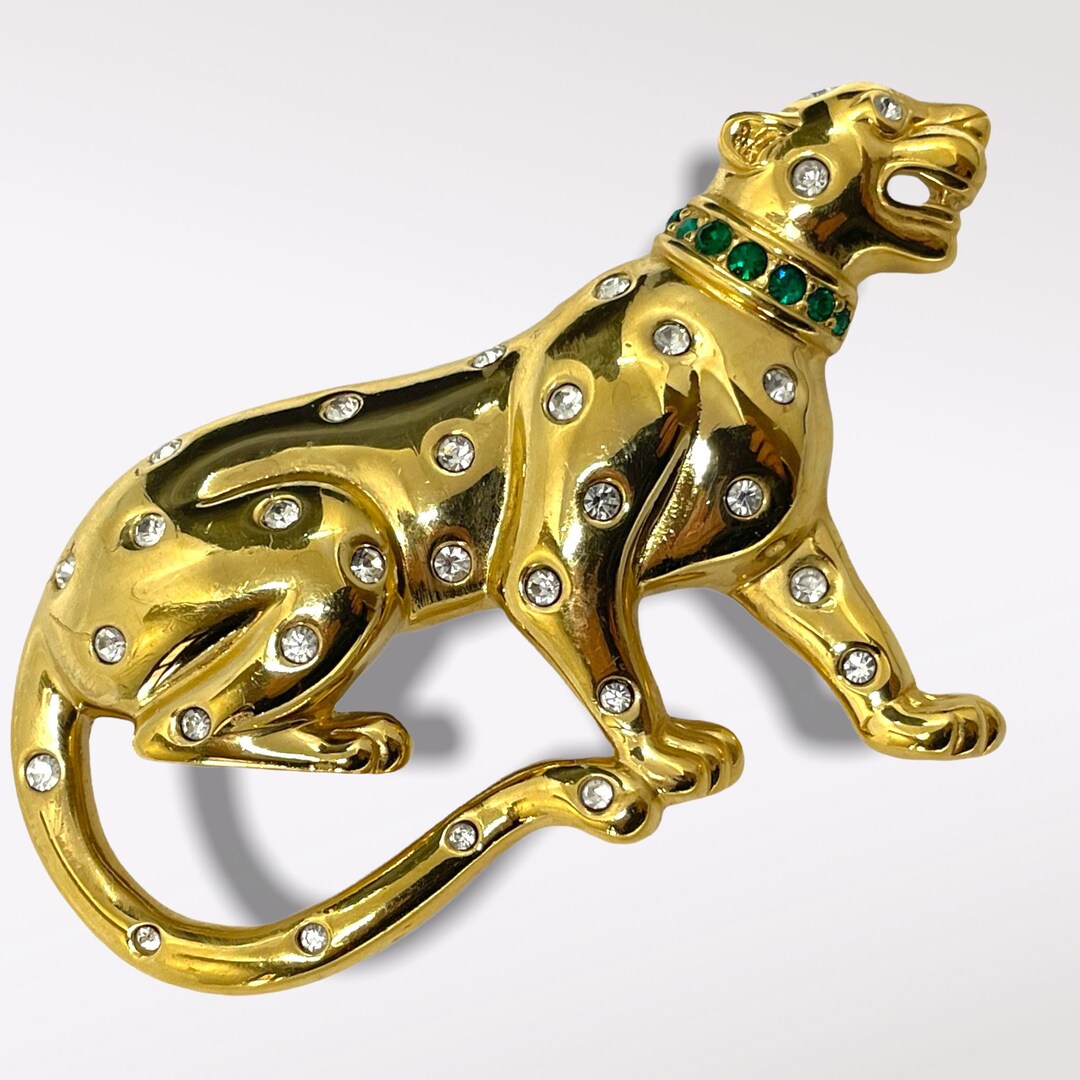 Swarovski Leopard Brooch Vintage - Etsy