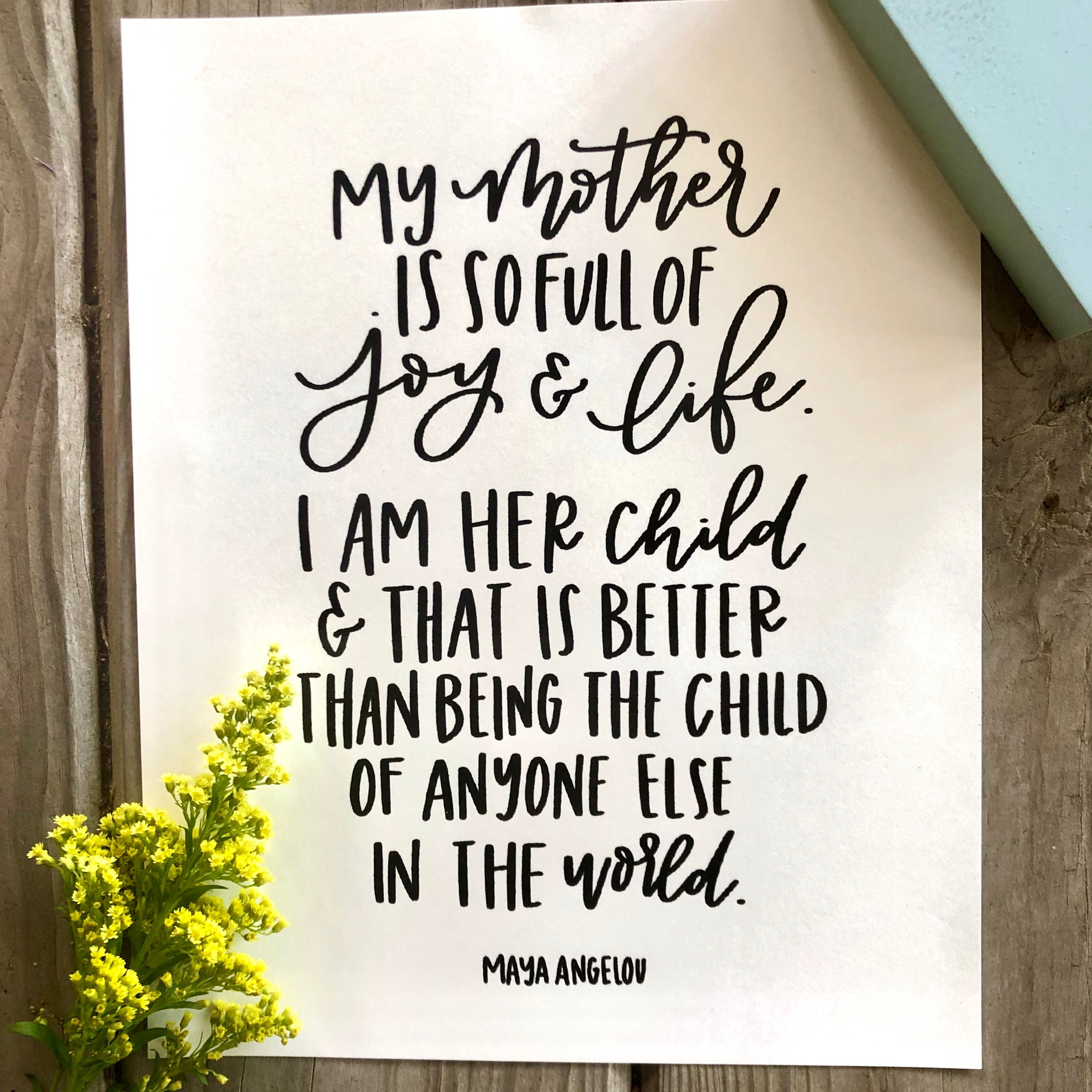 Maya Angelou Mother Quote Gift for Mom Maya Angelou Wall | Etsy