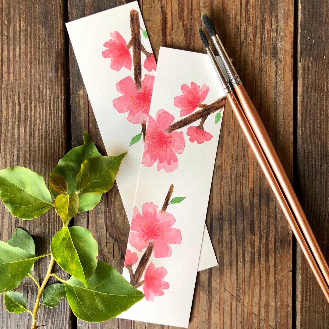 Cherry Blossom Bookmark | Watercolor Bookmark | Flower Watercolor ...