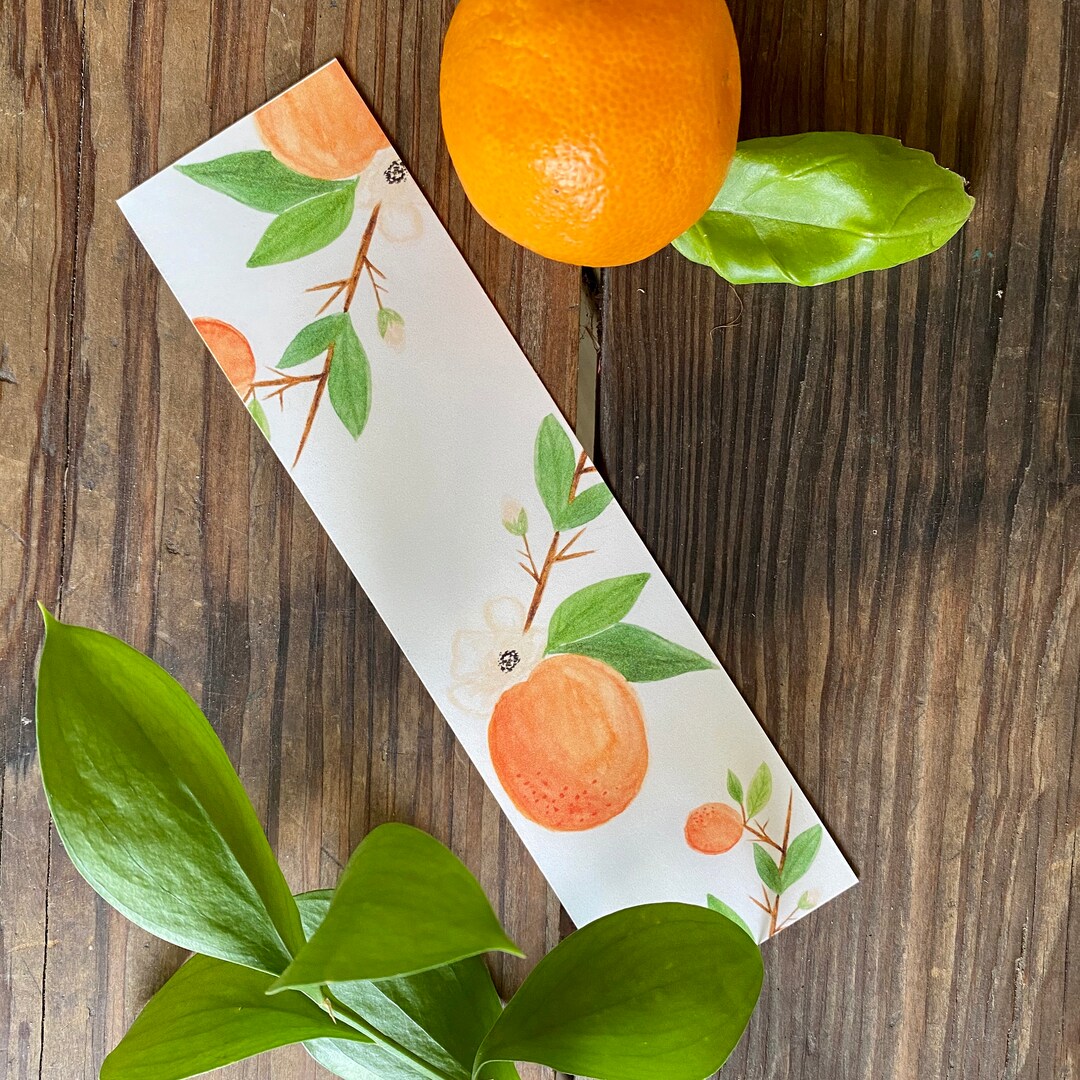 Orange Blossom Bookmark Watercolor Orange Fruit Bookmark - Etsy