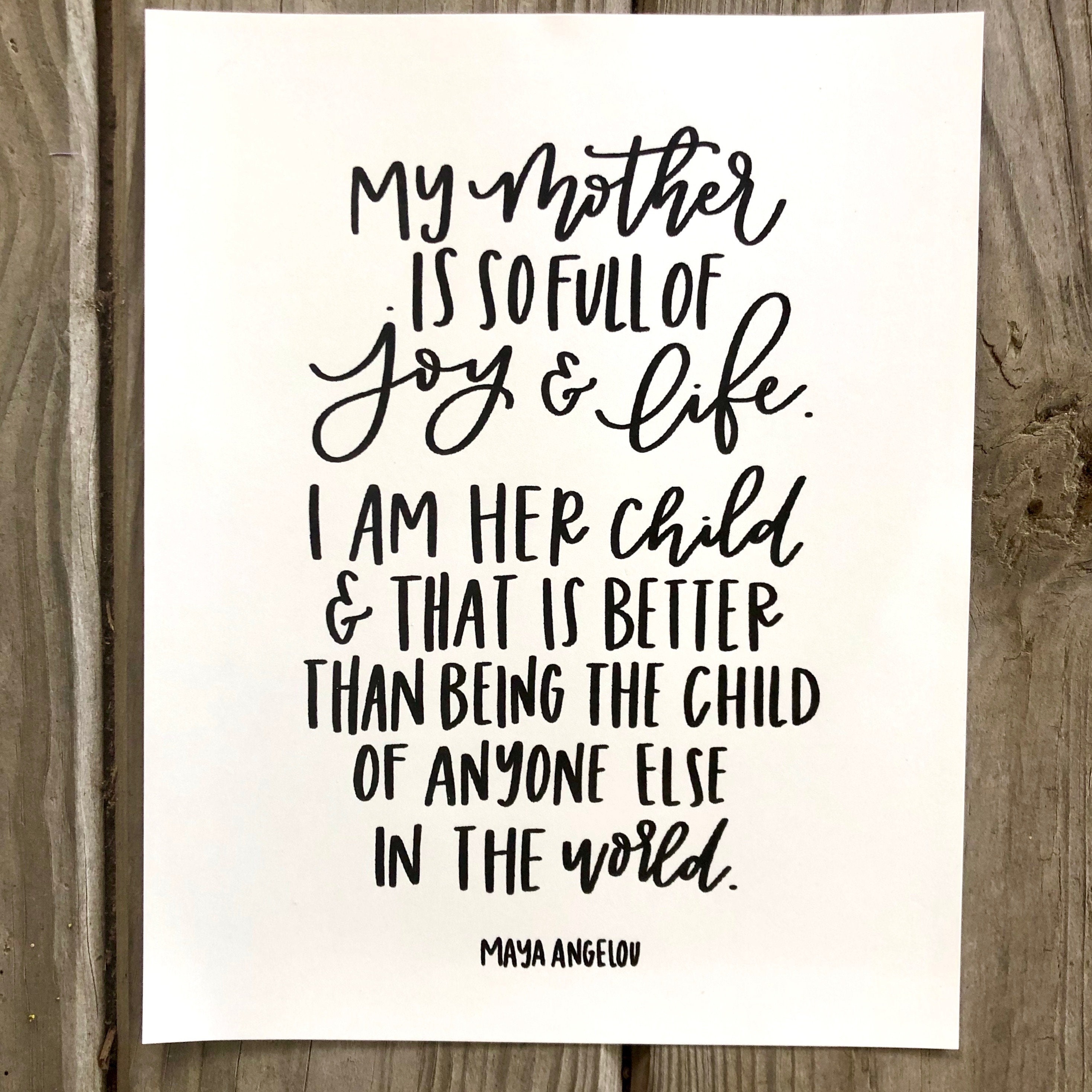 Maya Angelou Mother Quote Gift for Mom Maya Angelou Wall | Etsy
