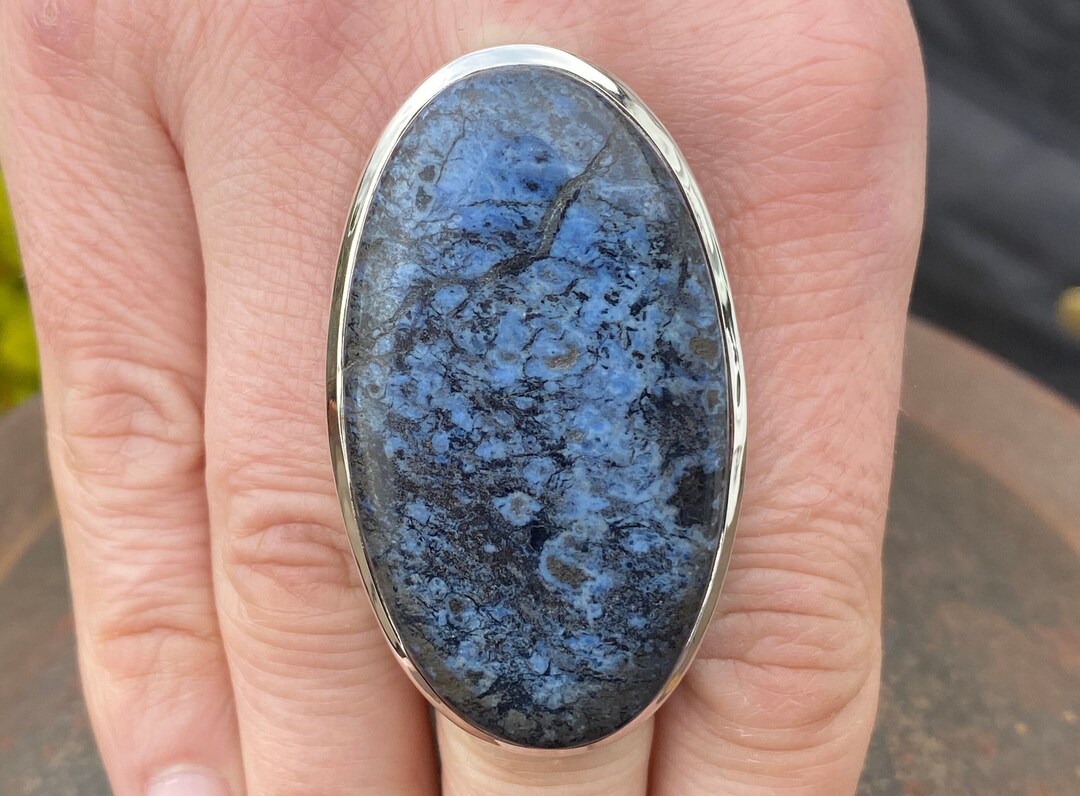 Dumortierite Ring (size T 1/2 , 10) in 925 Sterling Silver - Natural ...