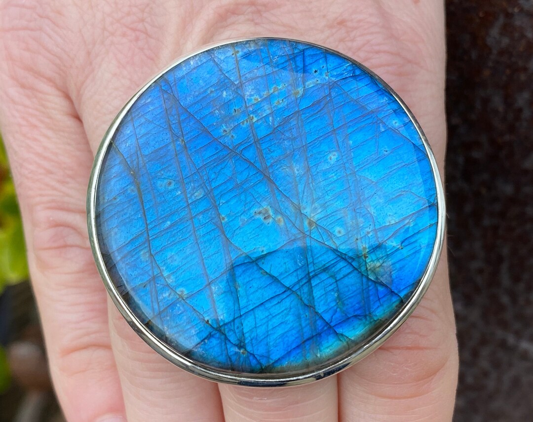 Blue Labradorite Ring size R 1/2 , 9 Ring in 925 Sterling Silver ...