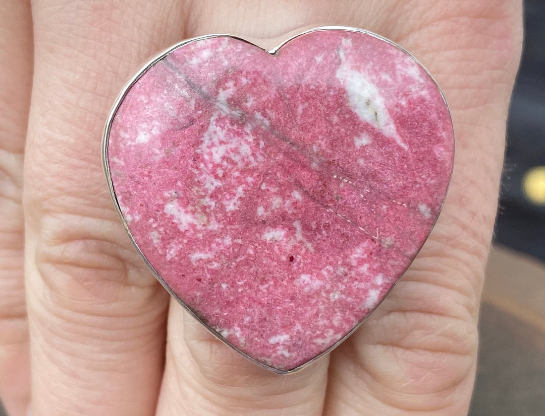 Thulite Ring (size R , 8.75) Ring in 925 Sterling Silver - Natural ...