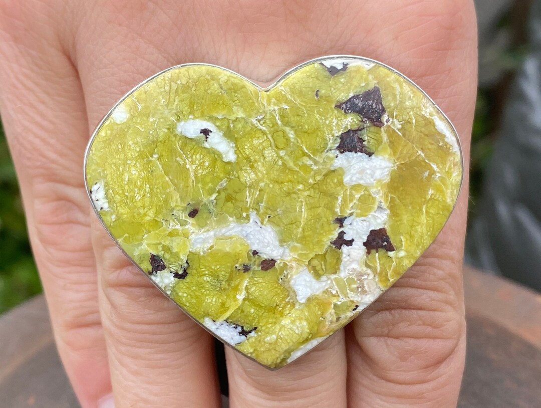 Lizardite / Serpentine Hematite Ring (size R 1/2 , 9) Ring in 925 ...